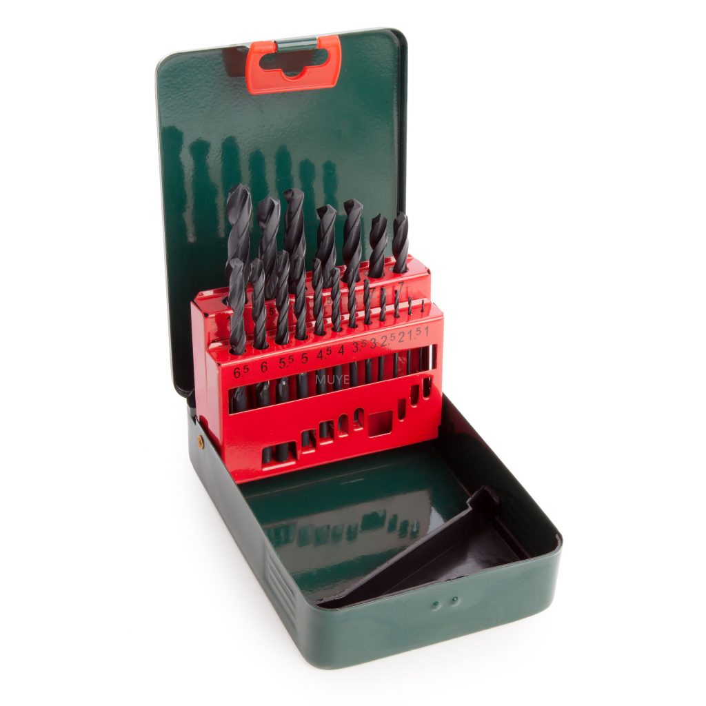 19PCS hss twist drill set – 8 – metal case – MUYE TOOLS – DANYANG CHINA
